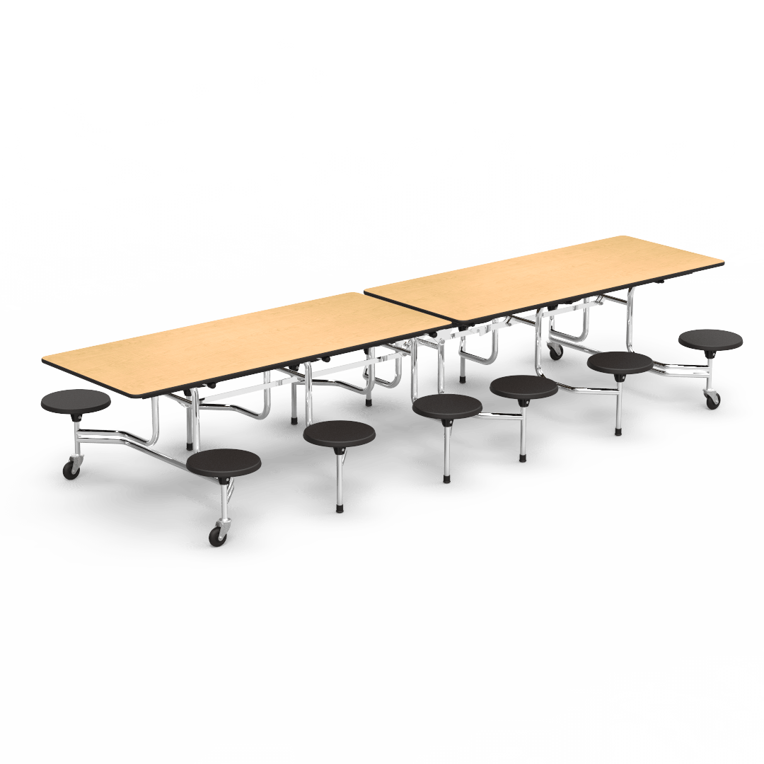 MTS Series Mobile Stool Table 144" x 30" Top 12 Stools - Virco